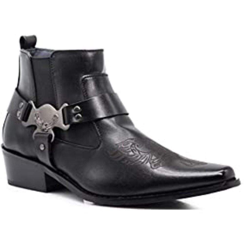 Enzo Romeo Men's Western Cowboy Motorcycle Ankle Boots - Gem